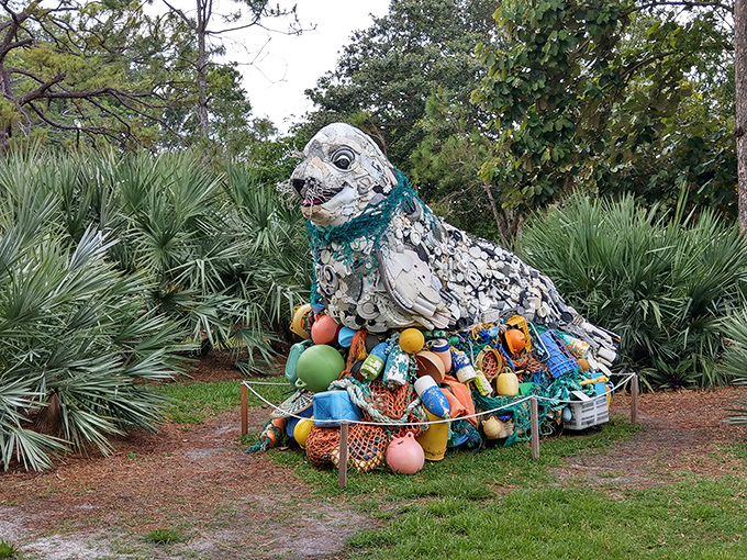 Lidia the Seal, crafted from ocean debris, serves as a beautiful yet sobering reminder that our plastic outlives our convenience.