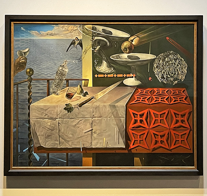 "Living Still Life" showcases Dal&iacute;'s mastery of double imagery&mdash;what appears static suddenly seems to float before your eyes.
