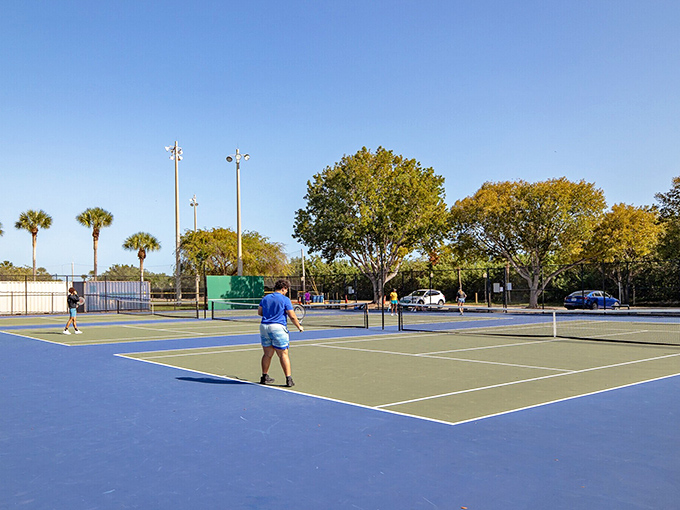 Marathon Community Park's tennis courts invite friendly competition under swaying palms &ndash; recreation with a tropical twist.