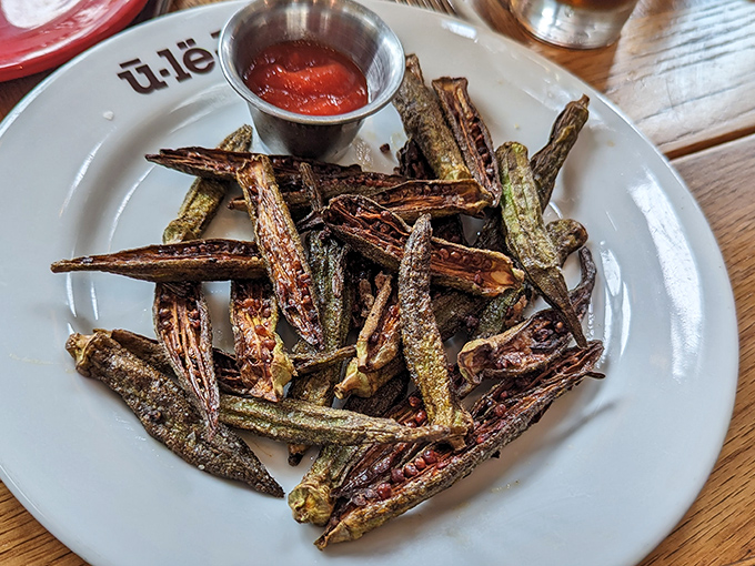 Crispy, addictive okra fries that could convert even the most dedicated vegetable skeptics &ndash; the perfect companion to one of Ulele's house-brewed beers.