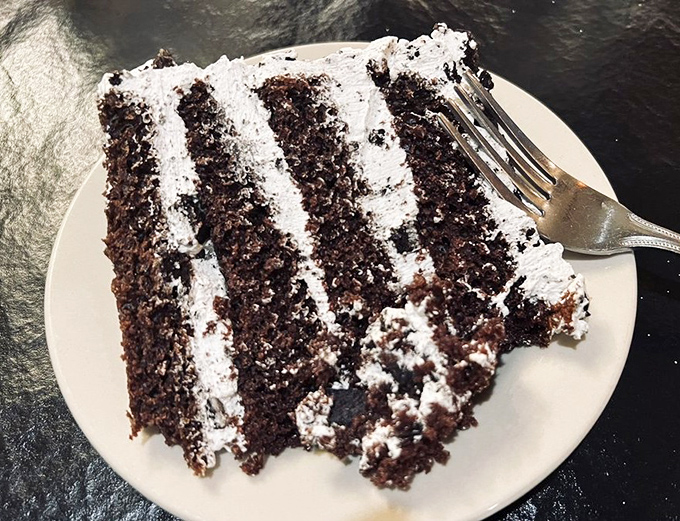 Layers of chocolate decadence alternate with fluffy cream in this Oreo cookie cake that's worth every calorie and then some.