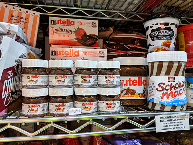 Not just any Nutella – this display features the "real" Italian imports with "#1 hazelnuts in world," according to the passionate signage.