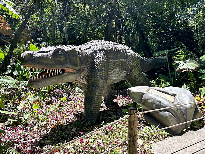 This prehistoric crocodilian looks suspiciously like he's practicing his "I'm just a log, nothing to see here" routine for unsuspecting prey.