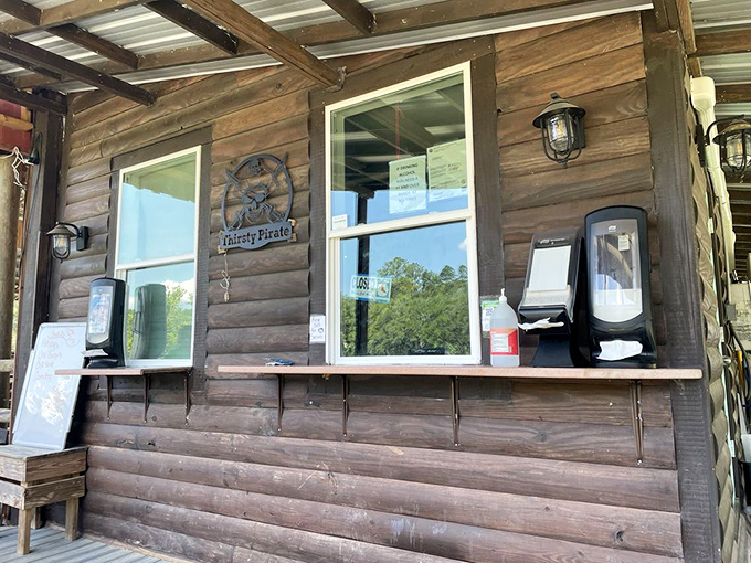 The Thirsty Pirate snack window &ndash; where post-swim hunger meets satisfaction in the form of no-nonsense fare that somehow tastes better than five-star cuisine.