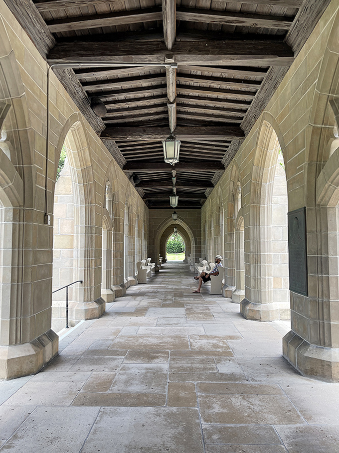 Stone corridors whisper centuries of secrets as sunlight creates ever-changing patterns, like walking through a living kaleidoscope of architectural brilliance.