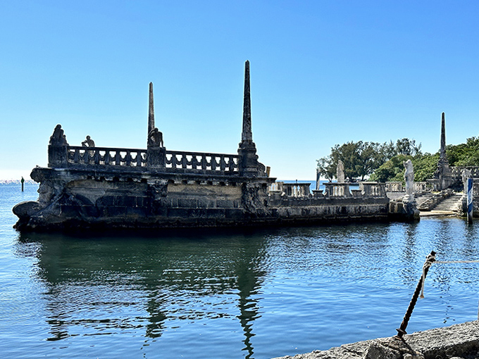 That's not a regular boat, that's a stone barge designed to look fabulous while protecting the shoreline, because function and beauty aren't mutually exclusive.