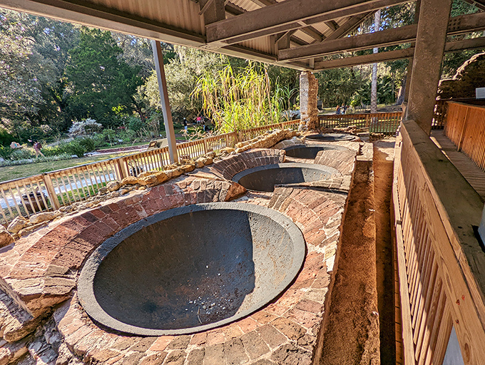 These brick cauldrons once bubbled with boiling sugar cane juice. Now they simmer with history, their stories rising like steam from the past into present-day imagination.