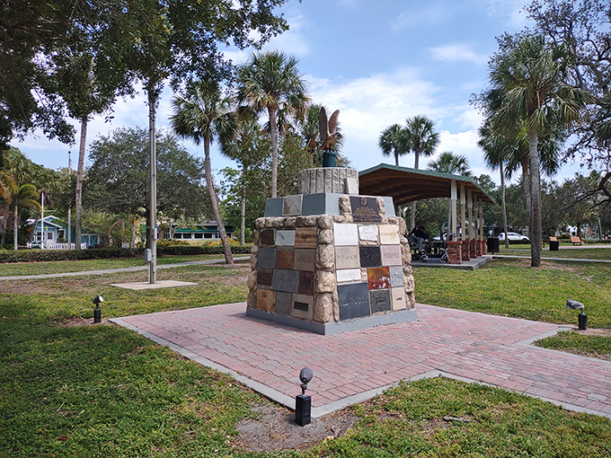 The Veterans Memorial stands as a solemn reminder that peaceful moments in beautiful places came at a price worth honoring.