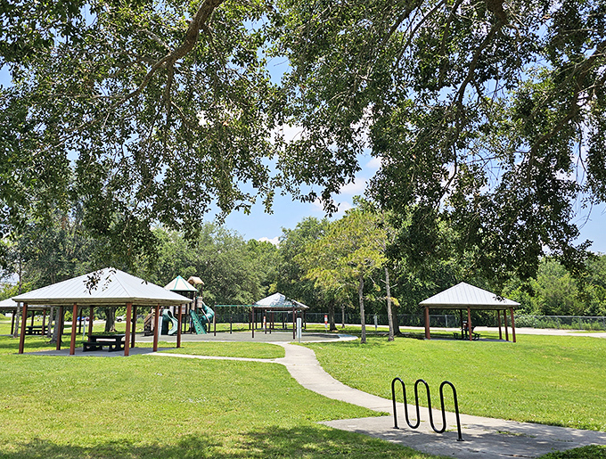 Green spaces and covered pavilions create the perfect community gathering spot for picnics, play, and escaping Florida's famous afternoon heat.