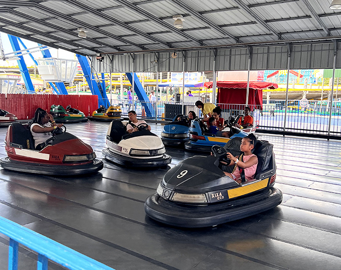 Bumper cars: where road rage becomes family entertainment. The only place where laughing after a collision is appropriate rather than concerning.