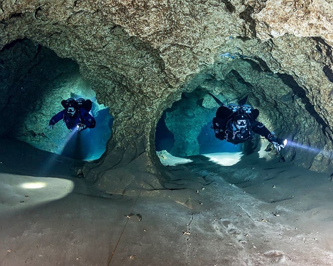 Underwater explorers navigate limestone passages that have taken millennia to form &ndash; talk about the ultimate social distancing!