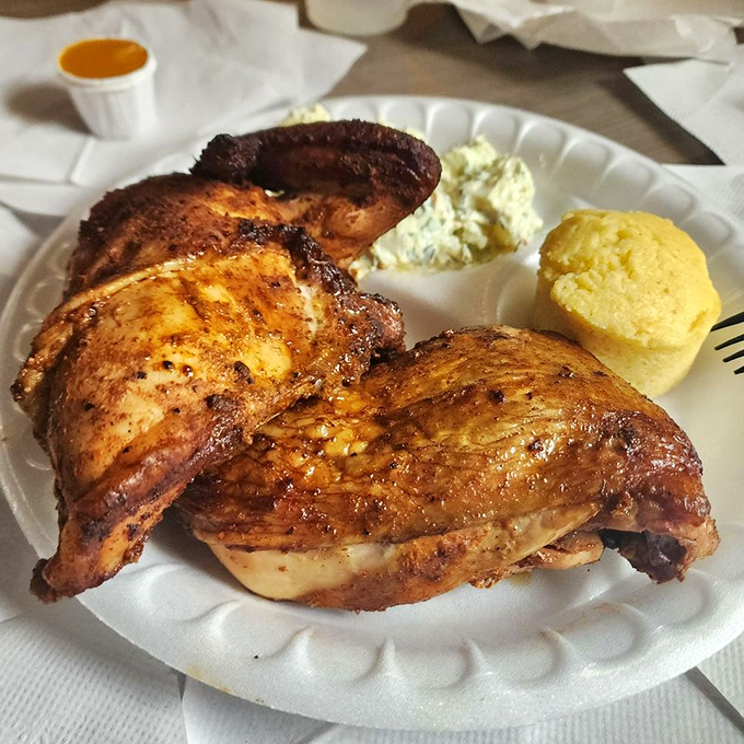 This chicken didn't just get smoked&mdash;it got a full spa treatment of spices before emerging with a mahogany tan that would make George Hamilton jealous.