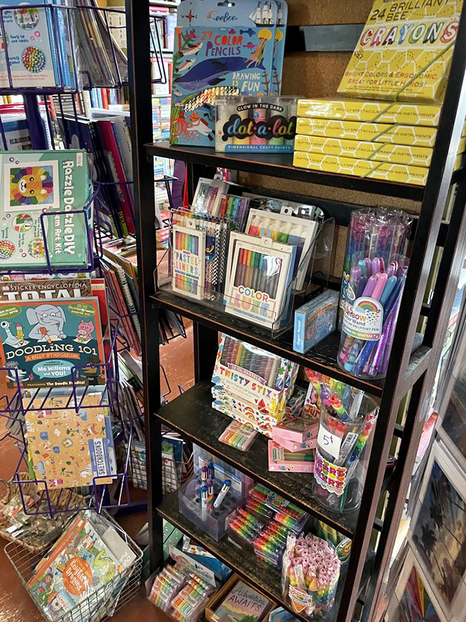 Creativity corner where young artists find their supplies &ndash; rainbow-hued tools of imagination that make screen time suddenly seem boring by comparison.