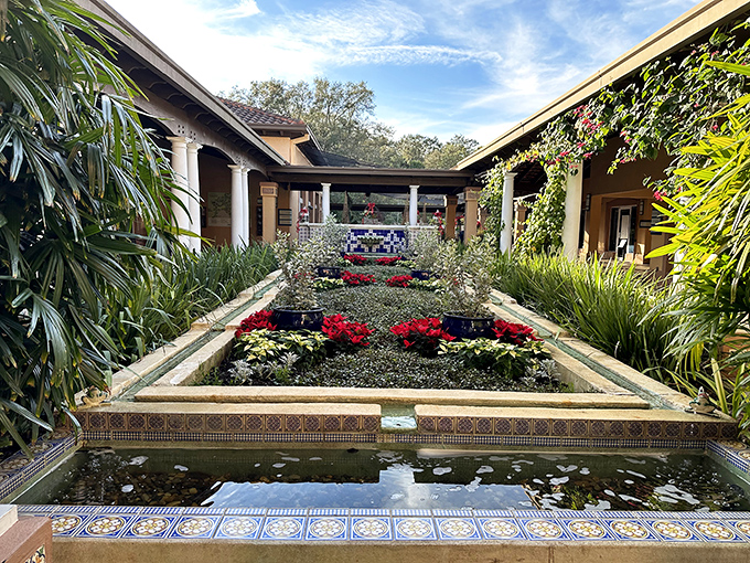 This courtyard garden channels Mediterranean vibes so convincingly, you'll check your phone to see if it's suddenly roaming internationally.
