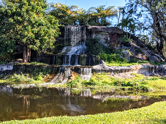 Nature's air conditioning &ndash; this picturesque waterfall creates a perfect meditation spot where families catch their breath between adventures.
