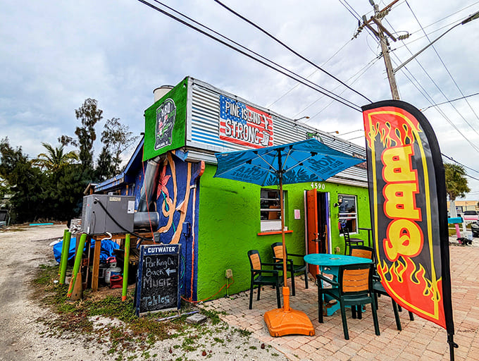 Matlacha's most colorful building serves barbecue as bold and exciting as its bright green paint job.