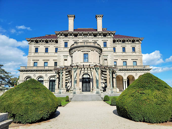 The Breakers' magnificent facade showcases Italian Renaissance grandeur, a palace worthy of royalty on Palm Beach shores.