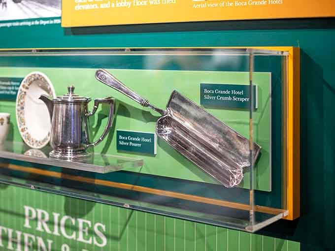 Vintage silverware from the old Boca Grande Hotel reminds visitors that elegance once meant something different than it does today, when fancy usually just means expensive.