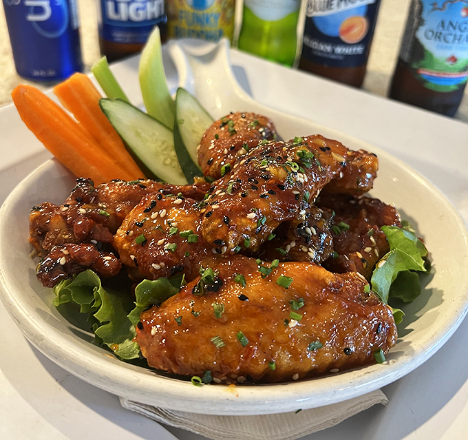 These wings aren't just tossed in sauce&mdash;they're having a full spa treatment in it. Crispy, glistening, and ready to make your fingers gloriously messy.