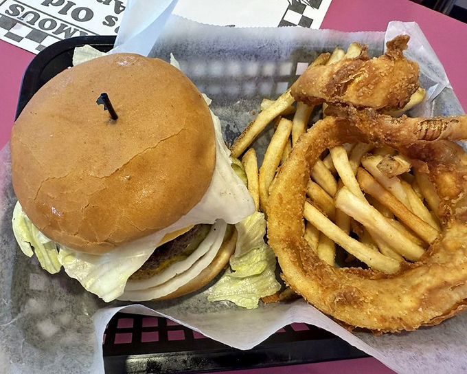 Burger bliss with all the fixings &ndash; notice how the cheese actually melts instead of "artisanally distressing."