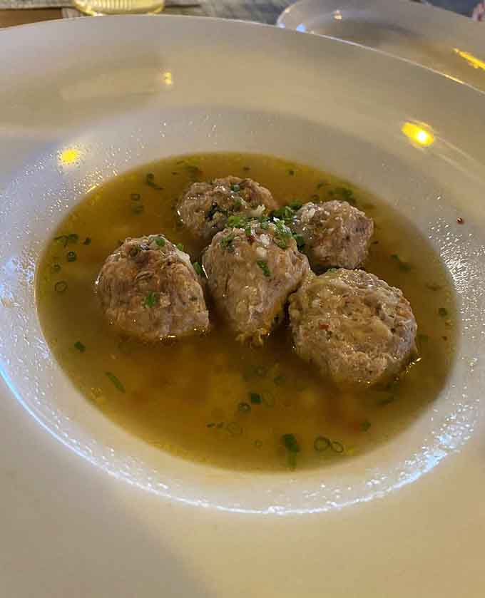 Tender meatballs swimming in savory broth deliver comfort that warms the soul, even under the Florida sun.