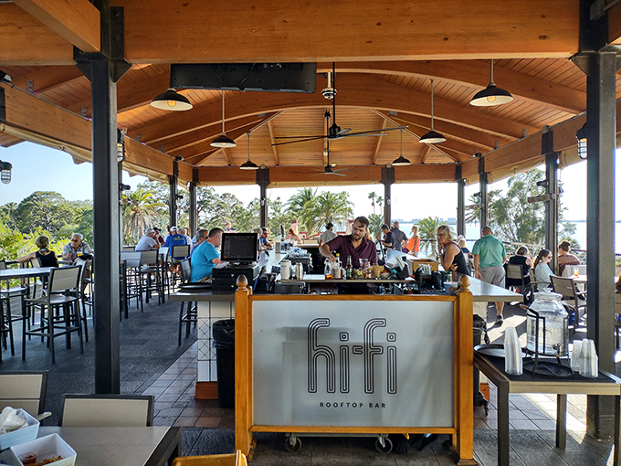 The rooftop crowd at Hi-Fi proves that Floridians know the best office is actually a bar with panoramic water views.