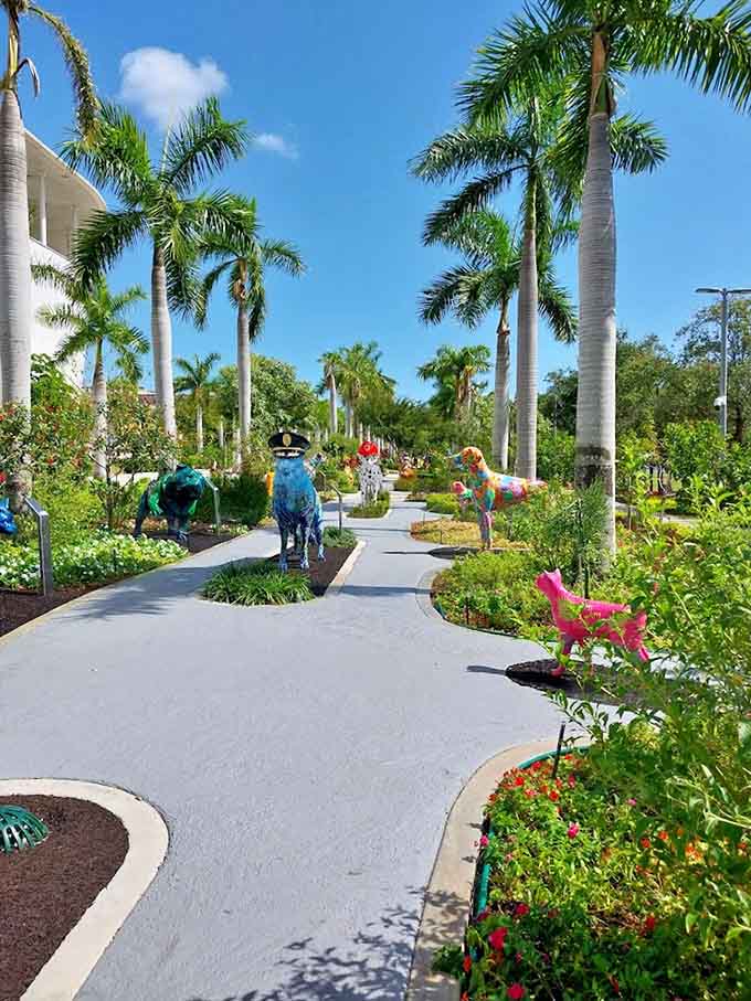 The pathway winds through a menagerie where every resident is perfectly behaved and never needs a litter box cleaned.