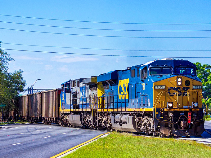 Freight train: The rumbling giant that still connects Lutz to its railroad roots, a colorful reminder of the town's transportation heritage.