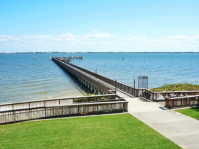 That moment when you realize the fishing pier stretches farther than your workweek, Indian Riverside Park offers endless horizons and blissfully empty benches.