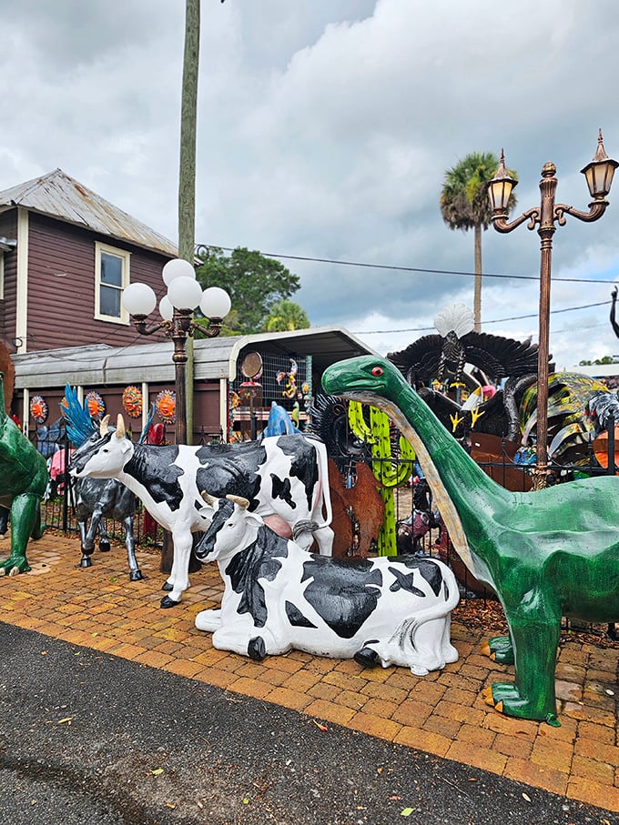 A menagerie of concrete creatures awaits adoption &ndash; no feeding required, though occasional dusting is appreciated.