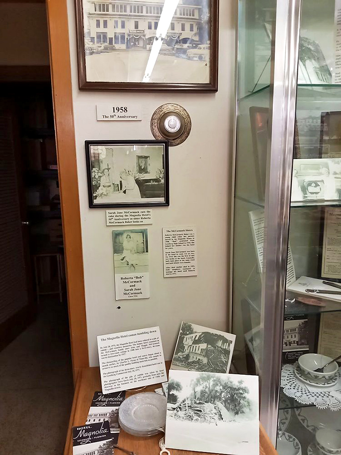 The Magnolia Hotel exhibit preserves memories of a bygone era when travelers arrived by train and bellhops carried steamer trunks up creaking stairs.