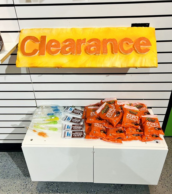 When your clearance section still looks this good, you know you're in a place that takes candy seriously, even when offering deals.