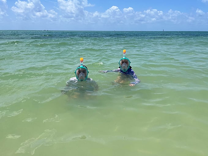 Underwater social hour: Snorkelers discover Marathon's vibrant marine neighborhood, where fish seem utterly unimpressed by their human visitors.