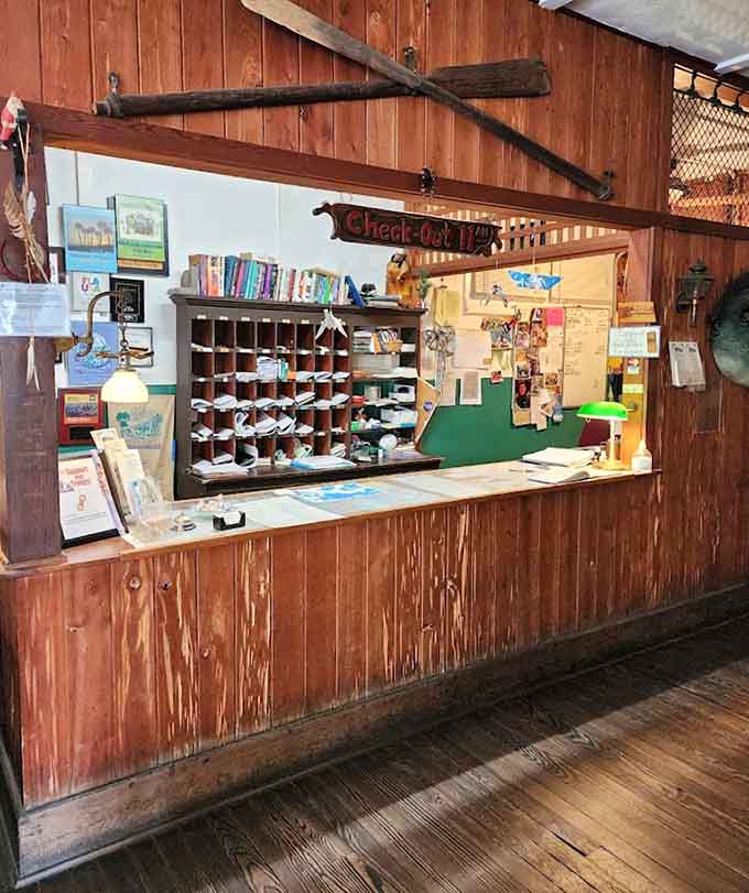The check-in counter has welcomed countless guests over the decades, each one adding to the hotel's rich tapestry of human connection and stories.