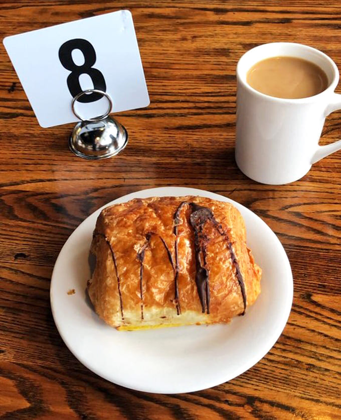 Coffee and a chocolate croissant, the breakfast combination that makes everything else seem like a rough draft.
