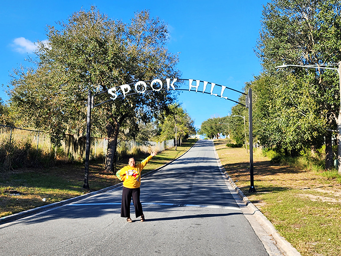 Morning light creates perfect conditions for testing Spook Hill's famous optical illusion, where perception and reality playfully disagree.