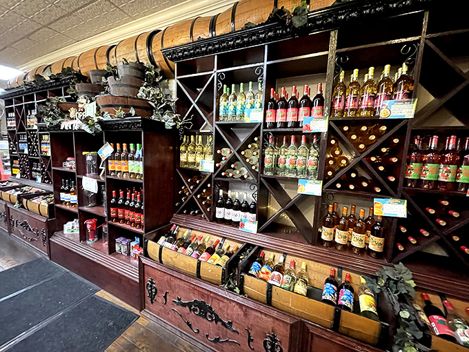 The wine selection offers Florida-made fruit wines that transform local harvests into bottles of liquid sunshine.