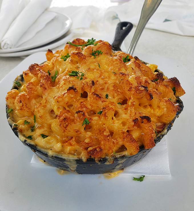 The ultimate comfort food gets a gourmet upgrade with generous chunks of sweet lobster nestled among perfectly cooked pasta.