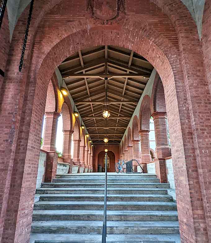 This grand colonnade and staircase wouldn't look out of place in a European cathedral&mdash;students here ascend to knowledge in style.