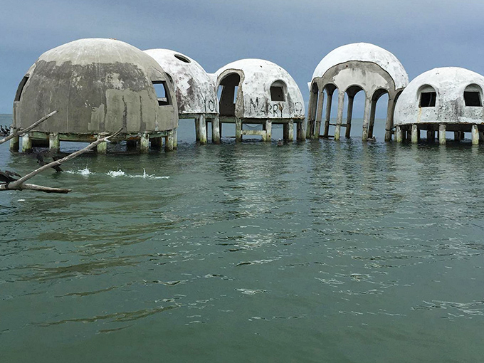 Part sci-fi movie set, part cautionary tale about beach real estate – these dome homes are slowly surrendering to the Gulf's persistent advances.