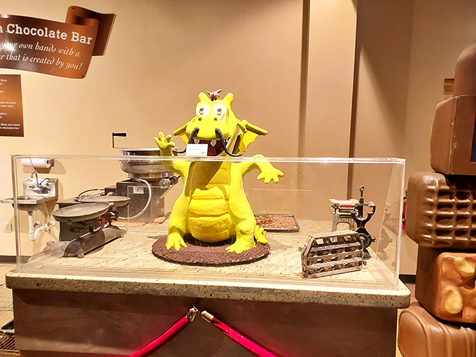 Who says dragons aren't real? This whimsical yellow guardian of chocolate treasures proves that imagination tastes as good as it looks.