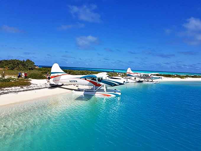 Seaplanes deliver visitors to paradise in just 40 minutes, landing on water so clear you can spot coral formations from your window seat.