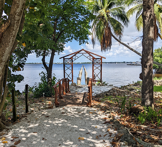 The pathway to the water invites visitors to stroll where Edison and Ford once discussed business while watching dolphins play.