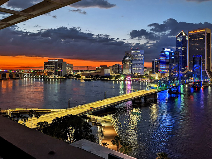 Marina slips line the riverfront, where boats bob gently in the water &ndash; a reminder of Jacksonville's deep connection to its waterways.