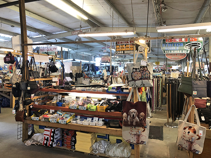 This vendor's carefully arranged wares tell stories of craftsmanship and care, with pet-themed merchandise and everyday items transformed into must-have treasures.