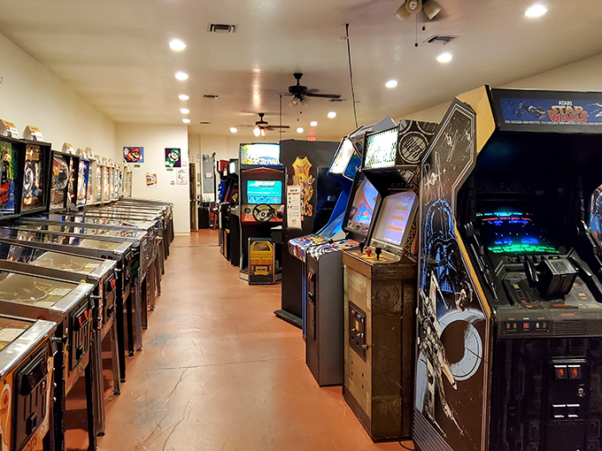 The museum's collection spans decades of gaming evolution, from simple pixel pleasures to the more advanced cabinet designs of the 90s.