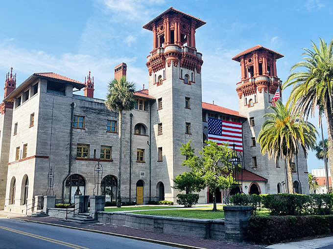 The Lightner Museum's imposing Spanish Renaissance architecture stands as a testament to St. Augustine's Gilded Age splendor.