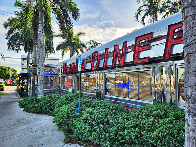 Chrome details and classic signage make Moonlite Diner an Instagram-worthy stop that delivers on its promise of retro dining.