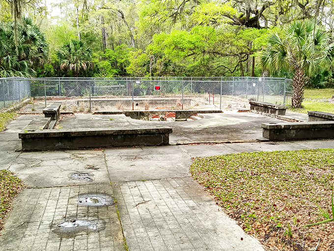 Crumbling concrete tells stories of luxurious bathhouses where attendants once prepared guests for therapeutic soaks in sulfur-rich waters.