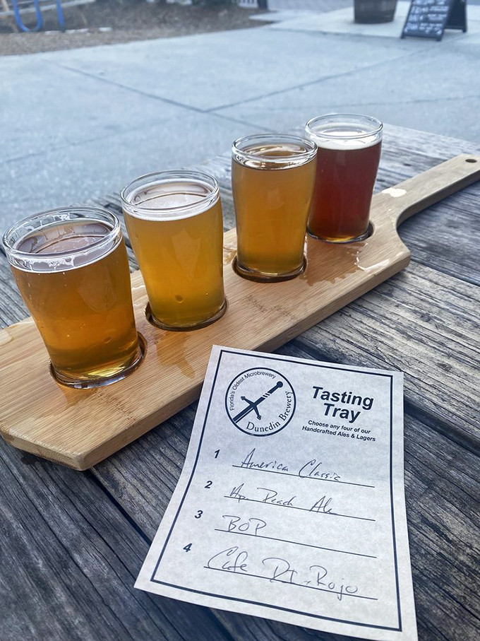 Four distinct personalities in glass form &ndash; this beer flight showcases the brewmaster's range from light and crisp to dark and complex.